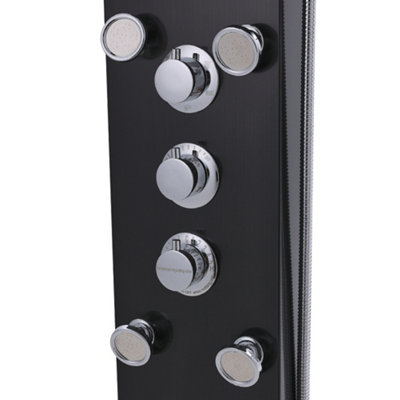 Black Multi-Functional Massage Shower Panel Mixer Shower Set with ...