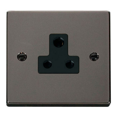 Black Nickel 1 Gang 5A Round Pin Socket - Black Trim - SE Home | DIY at B&Q