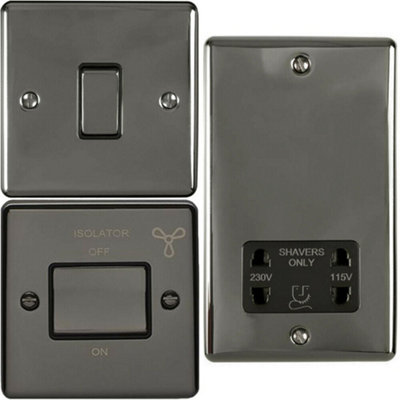 BLACK NICKEL Bathroom Switch Set-1 Light - 1 Fan Isolator - 1 Twin ...