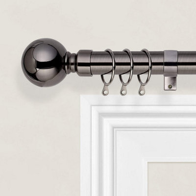 Black Nickel Extendable Curtain Pole 28mm Metal Poles with Fittings ...
