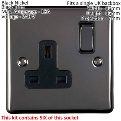 BLACK NICKEL House Socket & Switch Set -14 Light & 26 Switched UK Power ...