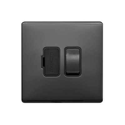 Black Nickel Screwless Plate 13A Switched Fuse Connection Unit - Black ...
