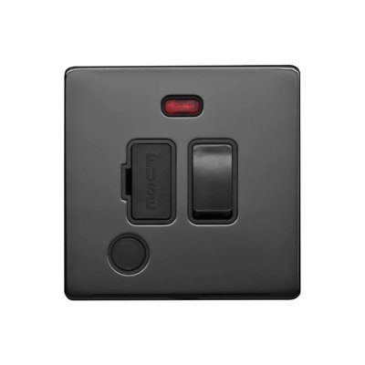 Black Nickel Screwless Plate 13A Switched Fuse Connection Unit & Flex ...