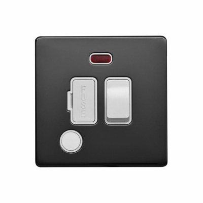 Black Nickel Screwless Plate 13A Switched Fuse Connection Unit & Flex ...