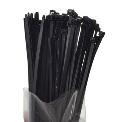 Black Nylon Cable Ties Zip Ties Lock Ties 4.8mm x 300mm 100 Pack | DIY ...