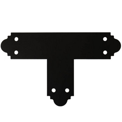Black Ornamental Tee Bracket Brace - T Shape Pergola Connector - Black ...