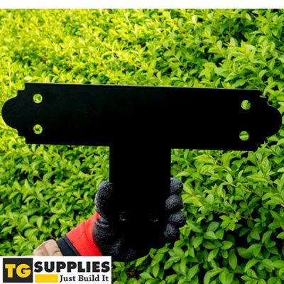 Black Ornamental Tee Bracket Brace - T Shape Pergola Connector - Black ...