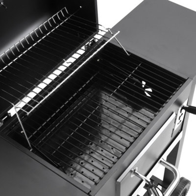 Black Outdoor Charcoal BBQ Grill with Lid Cover and Smoke Stack, Large ...