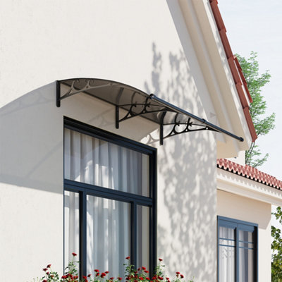 Black Outdoor Door Canopy Window Awning for Window and Door 200cmW x ...