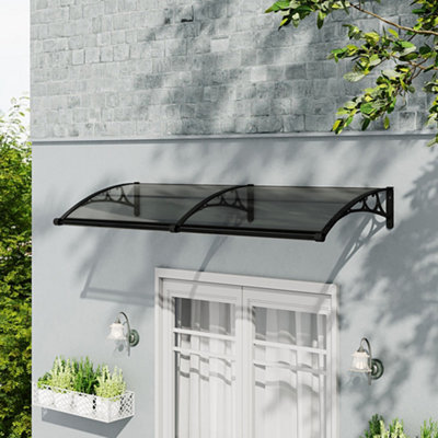Black Outdoor Door Canopy Window Awning for Window and Door 200cmW x ...