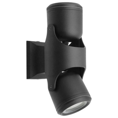 Black Outdoor Double Wall Light Adjustable IP54 External Directional ...