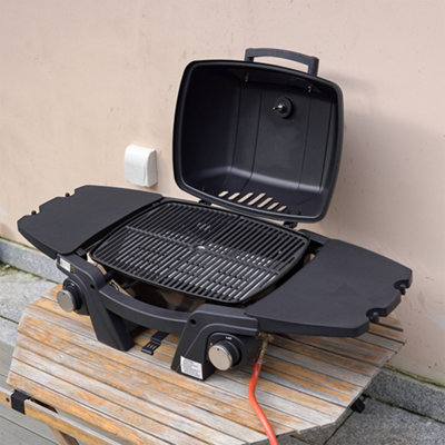 Black Outdoor Portable BBQ Gas Grill Large Food Cooking Grilling with ...