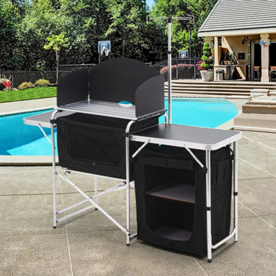 Buy Black Outdoor Portable Camping Kitchen with Aluminum Frame and ...