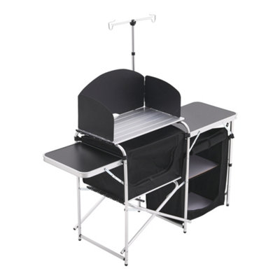 Black Outdoor Portable Camping Kitchen with Aluminum Frame and Large ...