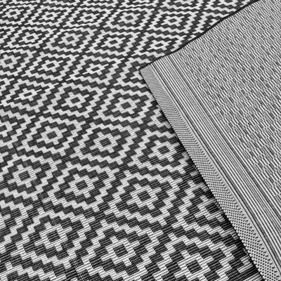 Black Outdoor Rug, Geometric Stain-Resistant Rug For Patio Decks Garden ...