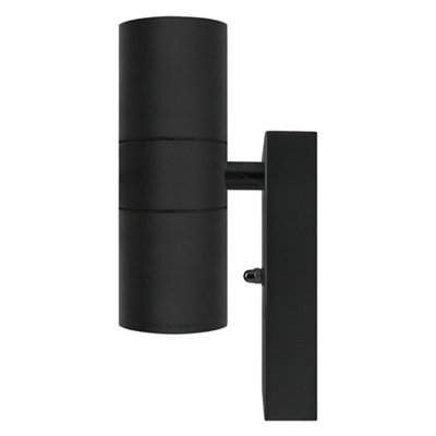 Black Outdoor Up Down Wall Light Dusk Till Dawn Sensor Stainless Steel ...
