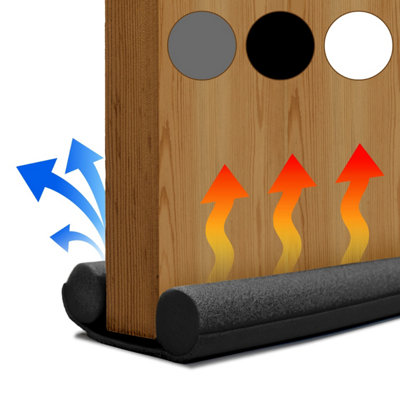 Black Pack of 2 Double Sided Draft Excluder - Guard for Windows & Doors ...