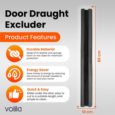 Black Pack of 2 Double Sided Draft Excluder - Guard for Windows & Doors ...