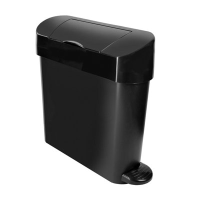 Black Pedal Operated Sanitary Waste Bin 15L - Side Opening Design for ...