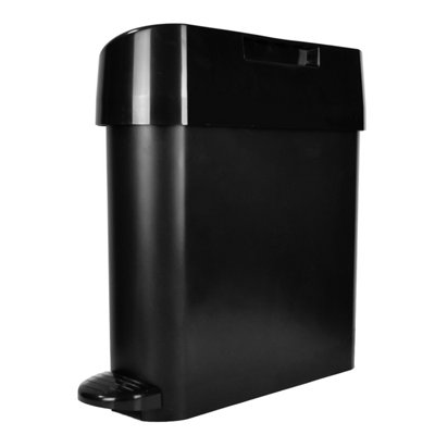 Black Pedal Operated Sanitary Waste Bin 15L - Side Opening Design for ...