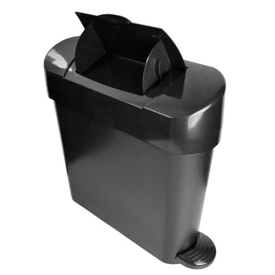 Black Pedal Operated Sanitary Waste Bin 15L - Side Opening Design for ...