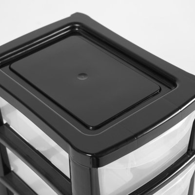 Black Plastic 4 Drawer Tower Storage Unit Small A5 Stationery Filing 38.5cm