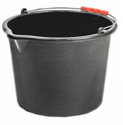 Black Plastic Bucket with Handle 12 Litres x2
