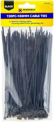 Black Plastic Cable Ties Long Wide Long Zip Wrap Organiser Tidy Wires ...