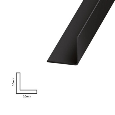 BLACK PLASTIC CORNER TRIM 90 DEGREE EDGE ANGLE (W) 10MM X 10MM (L) 1 METRE