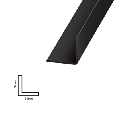 Black Plastic Corner Trim 90 Degree Edge Angle (W) 30mm x 30mm (L) 1 Metre