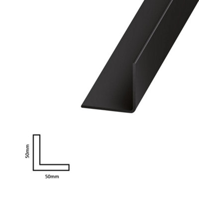 Black Plastic Corner Trim 90 Degree Edge Angle (W) 50mm x 50mm (L) 1 Metre