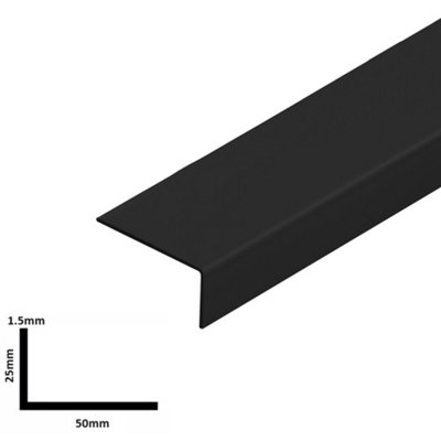 Black Plastic Corner Trim Unequal Angle (W) 25mm x 50mm (L) 1 Metre