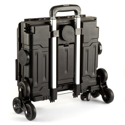 Black Plastic Folding Craft/ Sewing & Hobby Trolley with Stair Climbing ...
