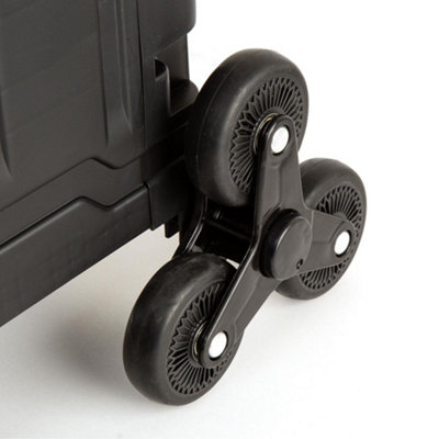 Black Plastic Folding Craft/ Sewing & Hobby Trolley with Stair Climbing ...