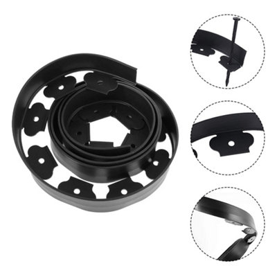 Black Plastic L Shaped Garden Edging with 30 Ground Pegs,L10m x H 5cm
