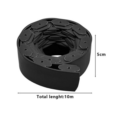 Black Plastic L Shaped Garden Edging with 30 Ground Pegs,L10m x H 5cm
