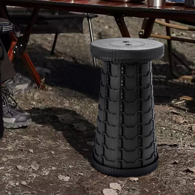 Black Plastic Outdoor Camping Folding Stool | DIY at B&Q