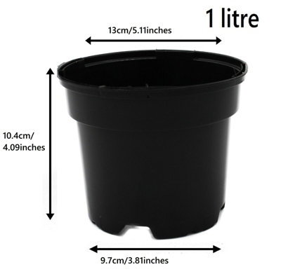 Black Plastic Plant Pot Flower Pots 1 Litre x 100 Pots