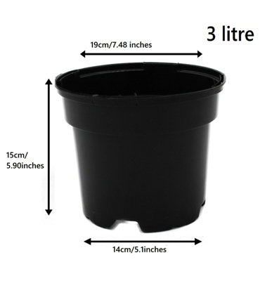 Black Plastic Plant Pot Flower Pots 3 Litres x 10 | DIY at B&Q