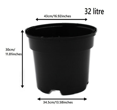 Black Plastic Plant Pot Flower Pots 32 Litres x 100 Pots | DIY at B&Q
