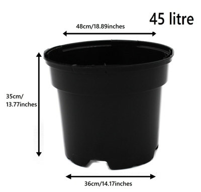 Black Plastic Plant Pot Flower Pots 45 Litres x 10 Pots | DIY at B&Q