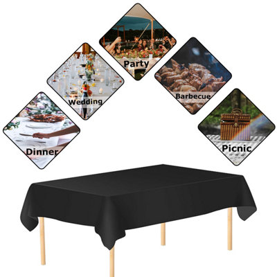 Black Plastic Table Cover, Disposable Wipe Clean Waterproof Tablecloth ...