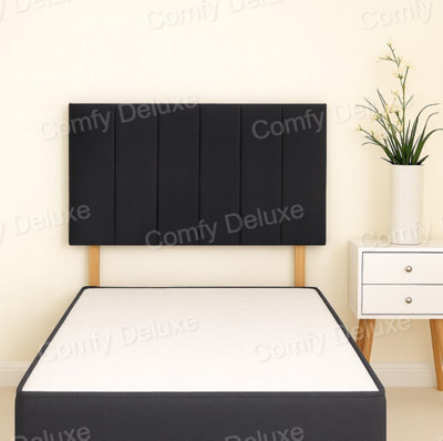 Black Plush Velvet 4ft Small Double Headboard 20 inches