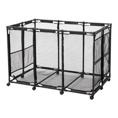 Black Pool Storage Mesh Bin with Wheels Laundry Hamper Rectangular ...