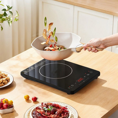 Black Portable 2000W Induction Cooker with Temperature Control