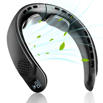 Black Portable Neck Fan that Blow Cold Personal Neck Cooler with