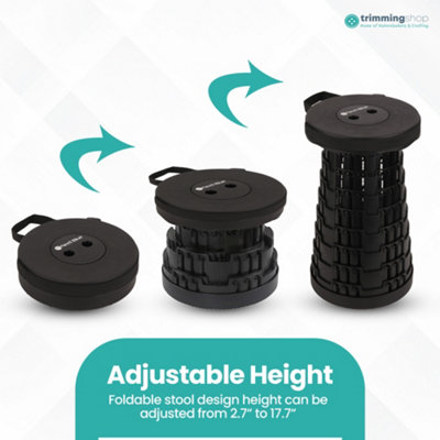 Black Portable Telescopic Stool, Collapsible Plastic Stool for Hiking ...