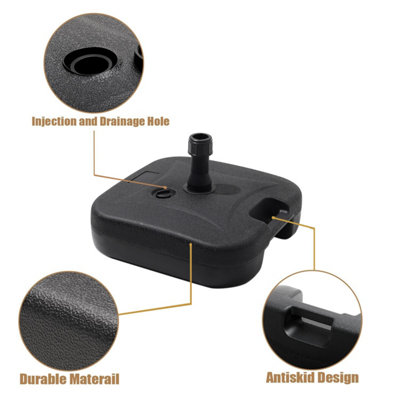 Black PP Square Plastic Water and Sand Filled Freestanding Garden Patio ...