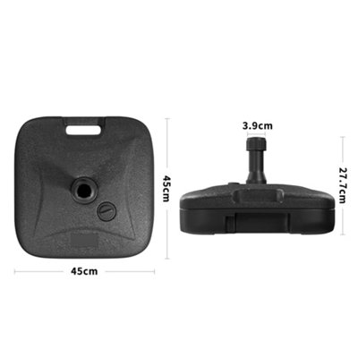 Black PP Square Plastic Water and Sand Filled Freestanding Garden Patio ...