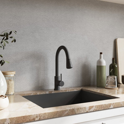 Black Pull-Out Sensor Kitchen Faucet with Handle Lever